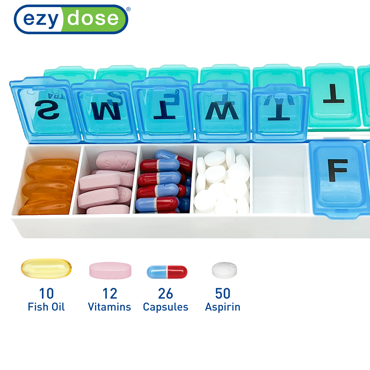 Ezy Dose® 2-Week Duets Pill Planner (Blue and Green)