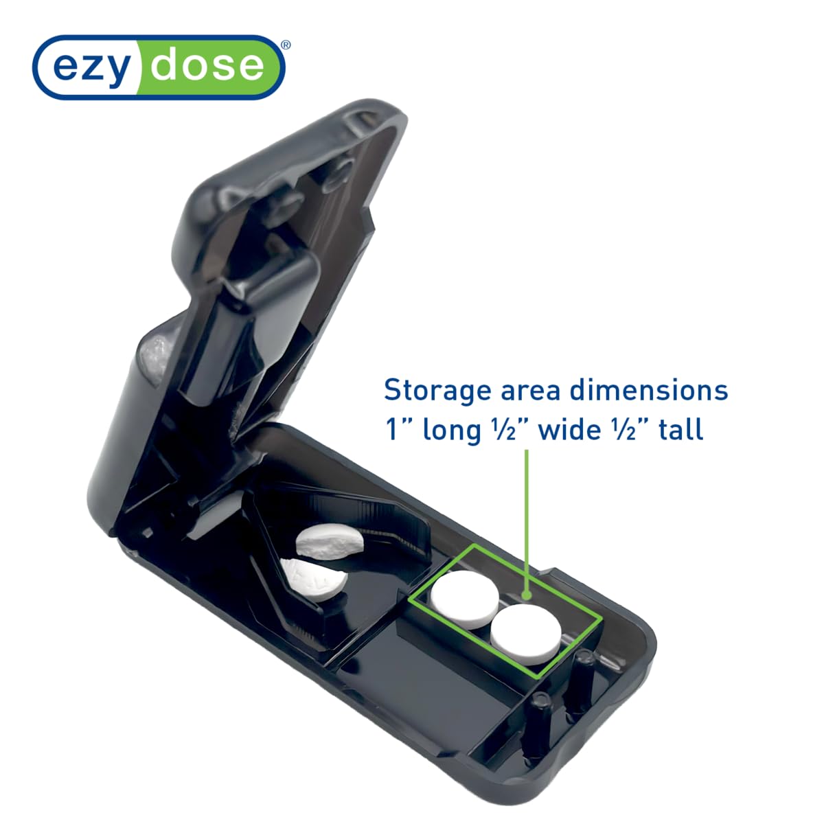 EZY DOSE Pill Cutter and Splitter with Dispenser, Safely Cuts Large, S